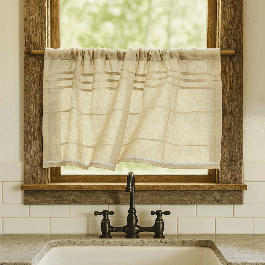 Croft Café Curtain – Sheer Natural Linen Tier | Small Size | Handmade ...