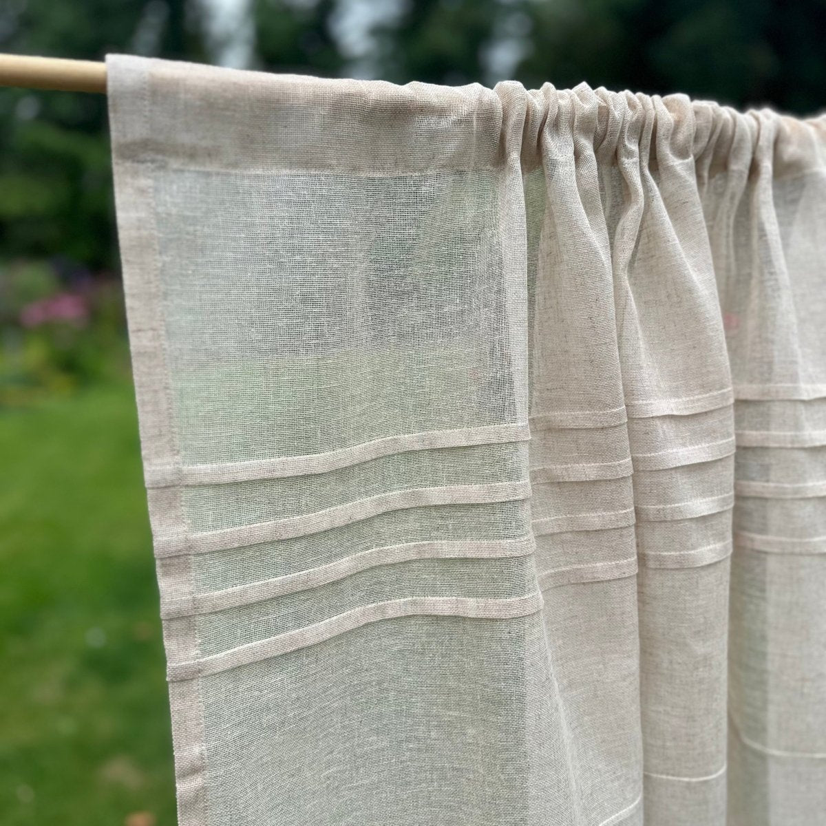 Croft Café Curtain – Sheer Natural Linen Tier | Small Size | Handmade ...