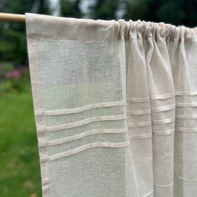 Buy Croft Style Café Curtain – Sheer Natural Linen Tier | Handmade ...