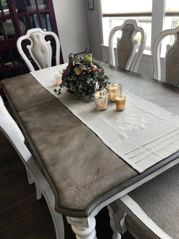 Interlocking Embroidered Monogram Table Runner & optional Napkin Set ...