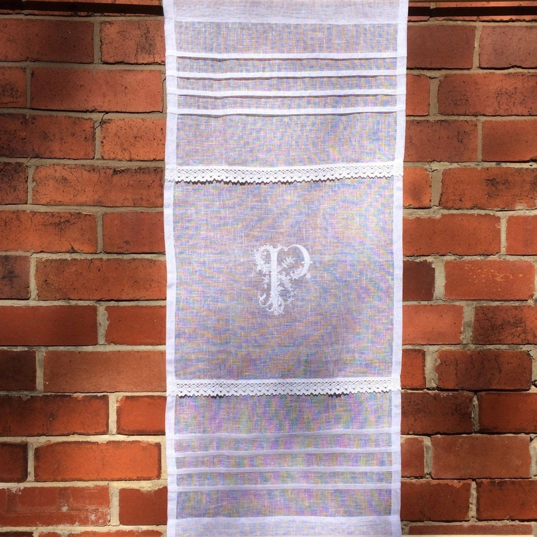 Langley Sheer White Lace Linen Monogram Door Panel – Linen and Letters